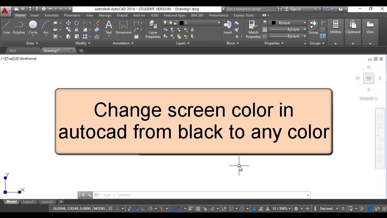 Change screen color in autocad from black to any color - YouTube