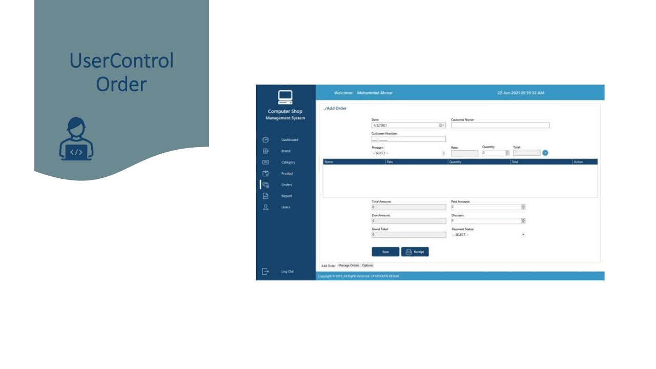 Computer Shop Management System | Order UserControl | C# - YouTube