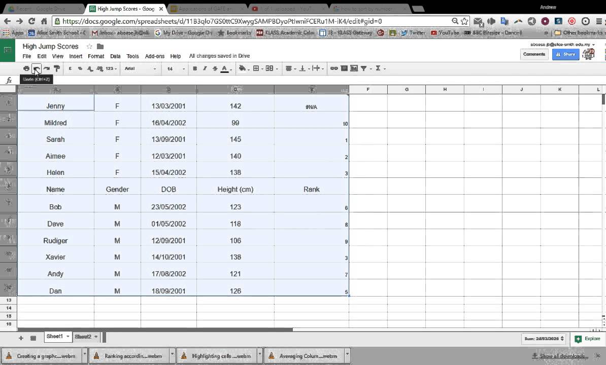 Sorting according to alphabetical order date gender etc - YouTube