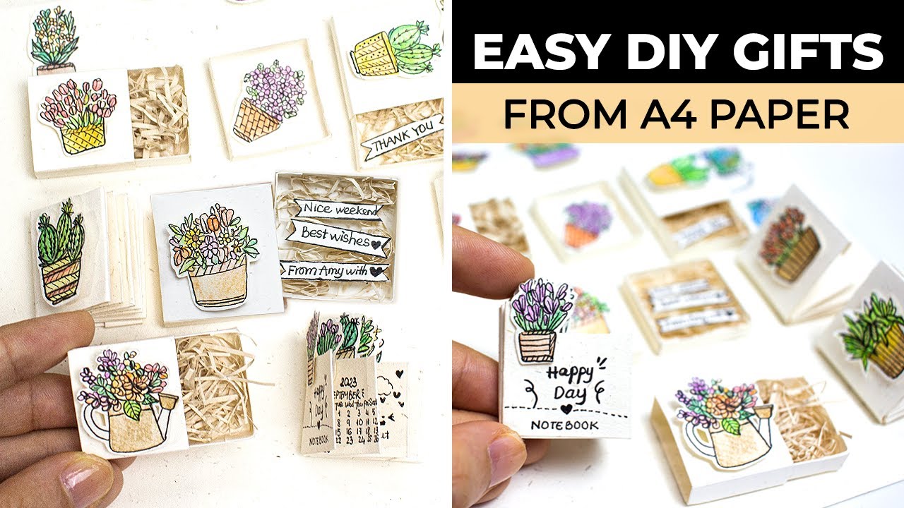 Easy DIY Handmade Gifts Ideas from A4 Paper, Mini Notebook, DIY Gift ...