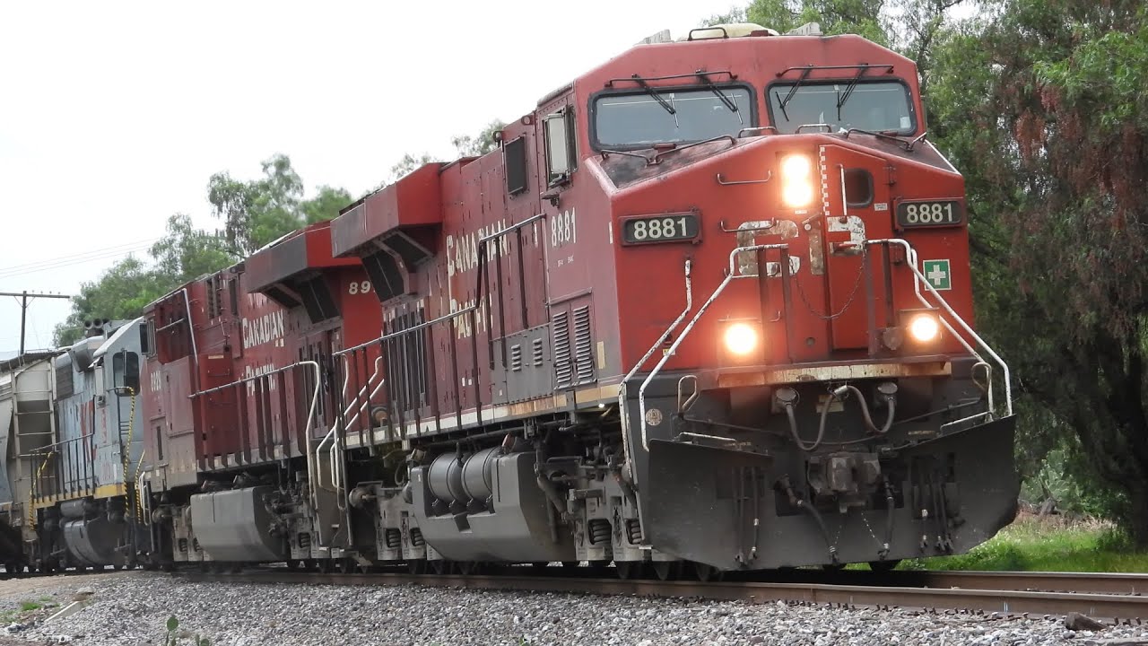 [4k] CANADIAN PACIFIC ES44AC #8881 #8929, KCSM #2073 TURNO XICOTENCATL EN METEPEC V-60, 18/AGO ...