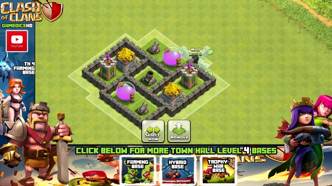 Clash of Clans Town Hall 4 Defense CoC TH4 BEST Farming Base Layout ...