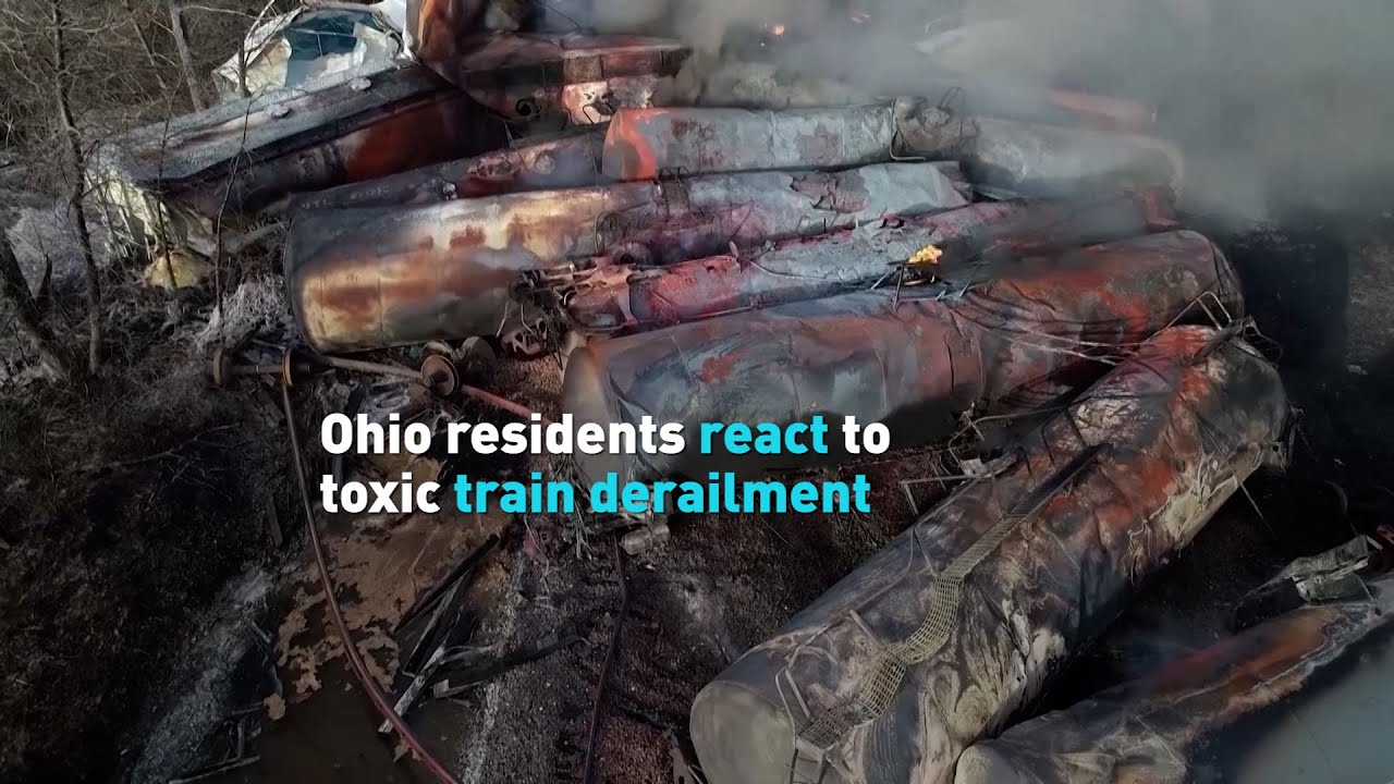 Ohio residents react to toxic train derailment - YouTube