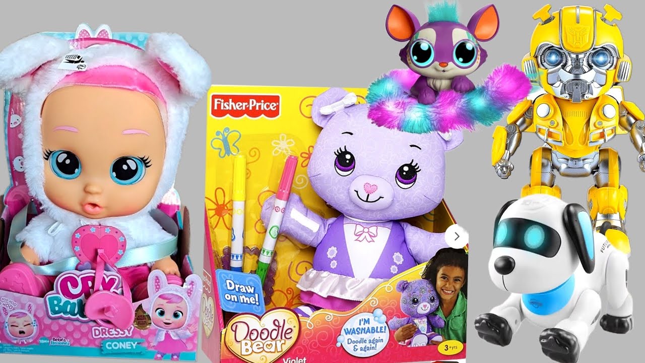 ENJOY MY UNPACKING CRY BABIES, FISHER PRICE DOODLE BEAR, HASBRO robot ...