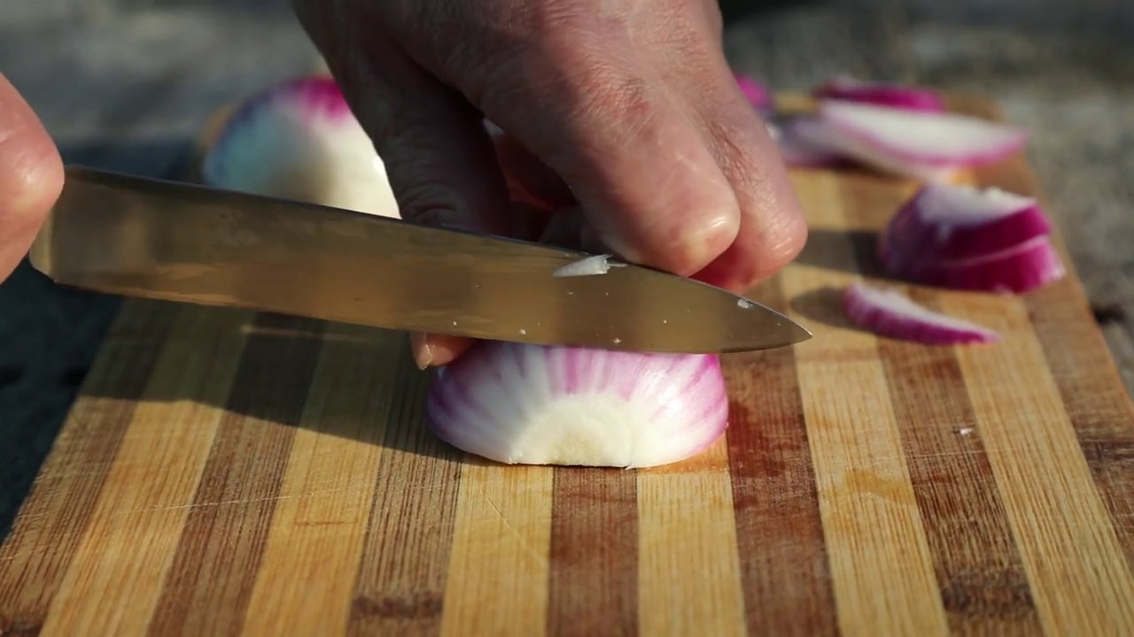 onion slicing sound non copy right food color - YouTube