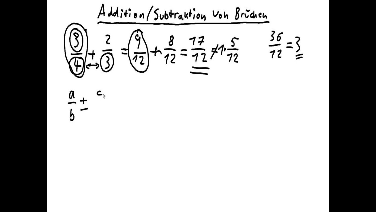 Mathe Tutorial-Addition/Subtraktion von Brüchen - YouTube