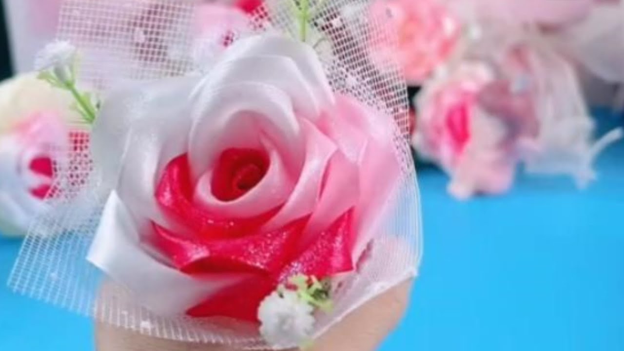 DIY Ribbon Rose Flowers | How to make ribbon rose flowers | ribbon ...