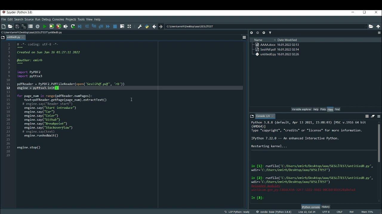 Python ile Sesli Kitap - Yazılanı Okutma - YouTube