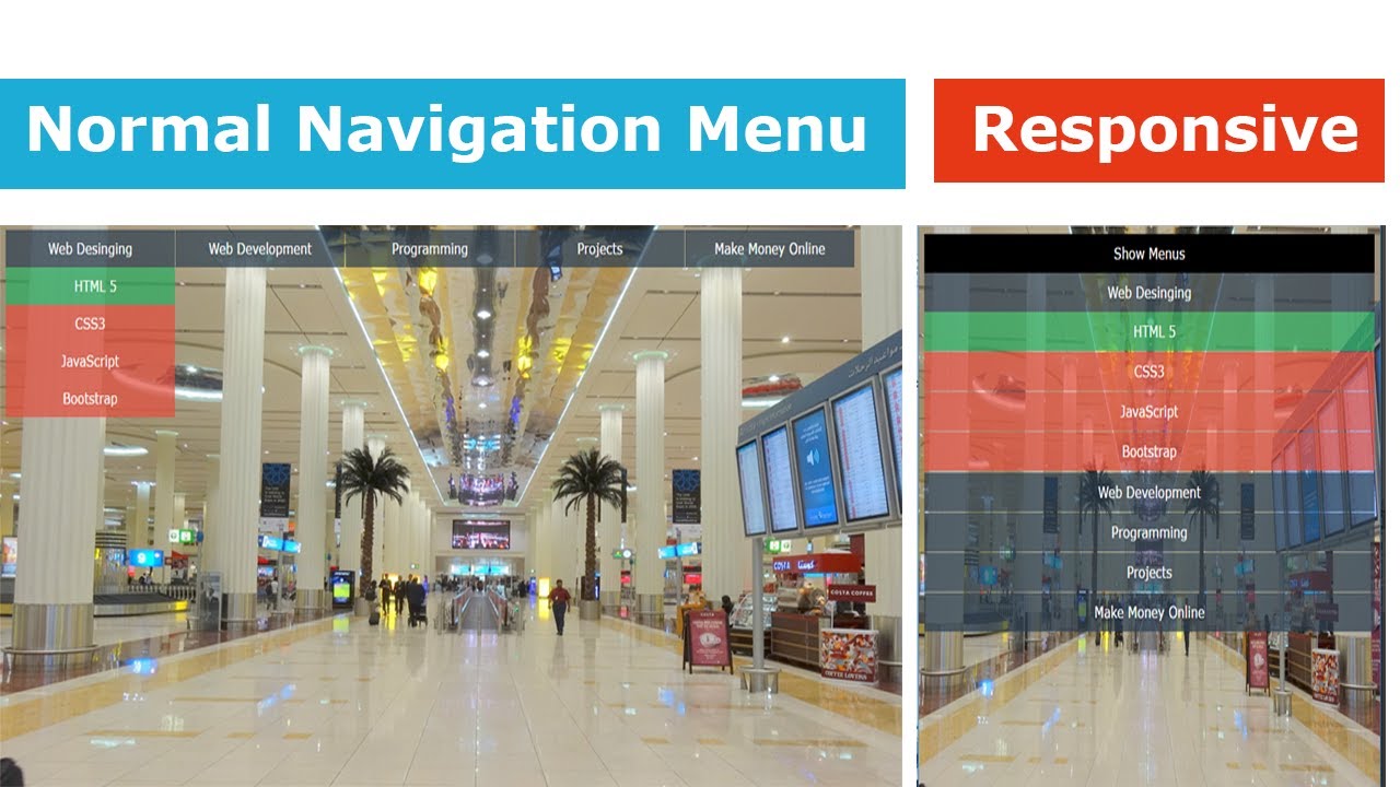 How to Make Responsive Navigation Menu in HTML5 and CSS3 - YouTube