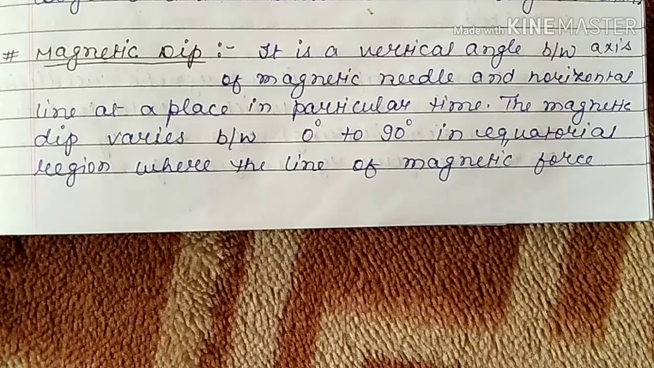 Magnetic dip, Aclinic line, Isoclinic line in Hindi | Unit 2 | Mine ...