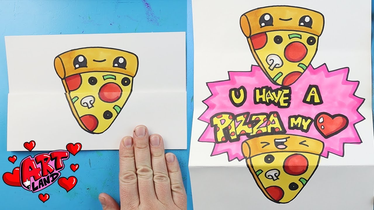How to Draw Valentine's Pizza Surprise Fold - YouTube