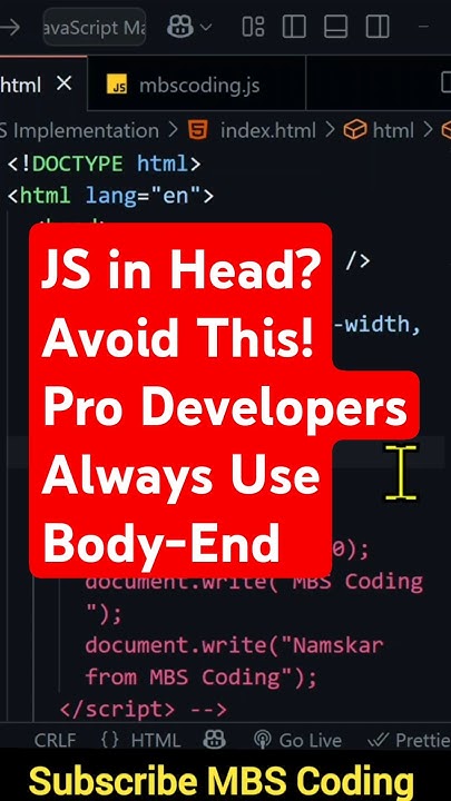 JS in Head? Avoid This! Pro Developers Always Use Body-End 💥 | #webdev #18 | #shorts #javascript ...