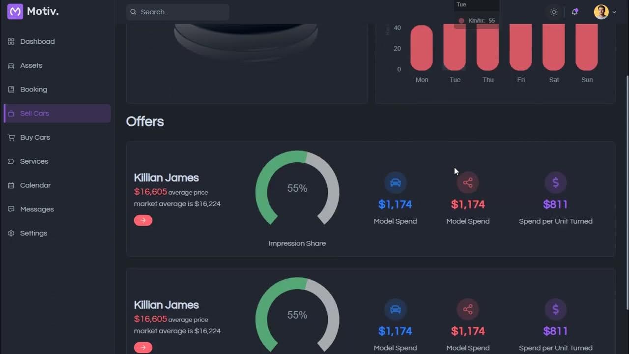 Car dashboard with React and Tailwind CSS - YouTube
