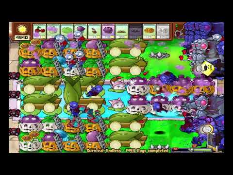 PVZ, Plants vs Zombies "endless survival" mode play through. Wave 722 ...