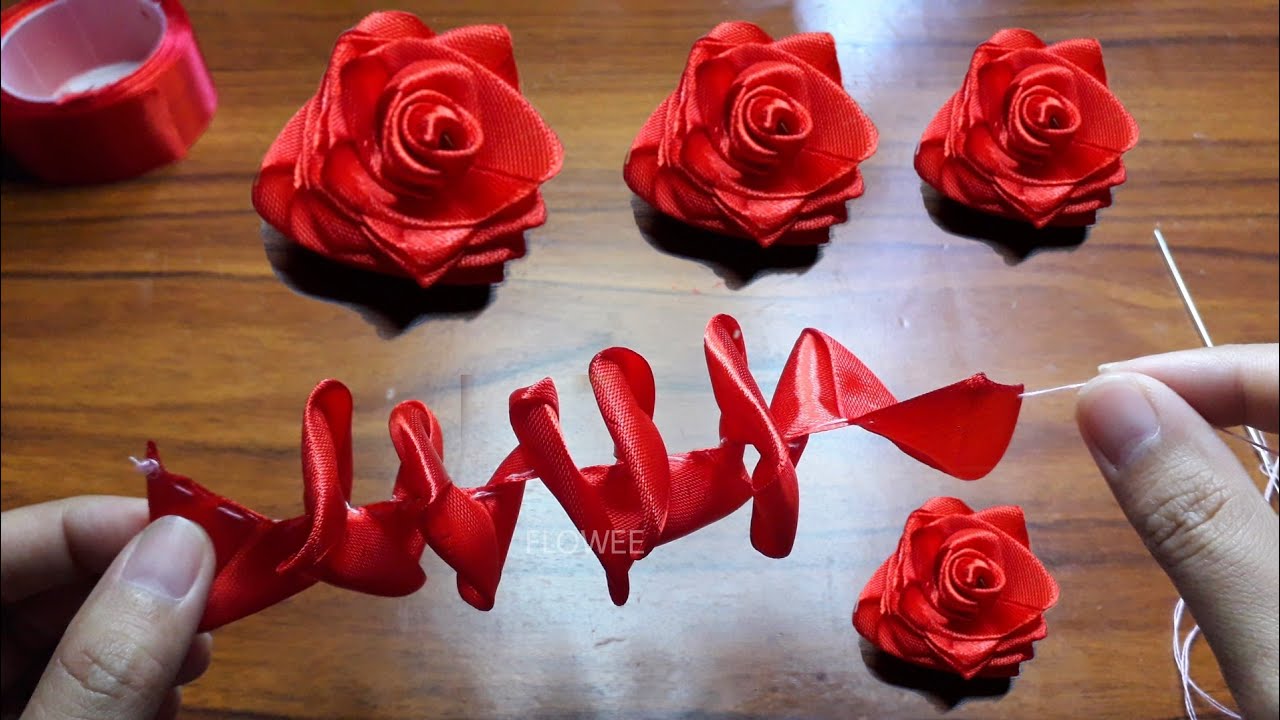 Whole Ribbon Rose - Ribbon Flowers - How to make an easy ribbon rose ...
