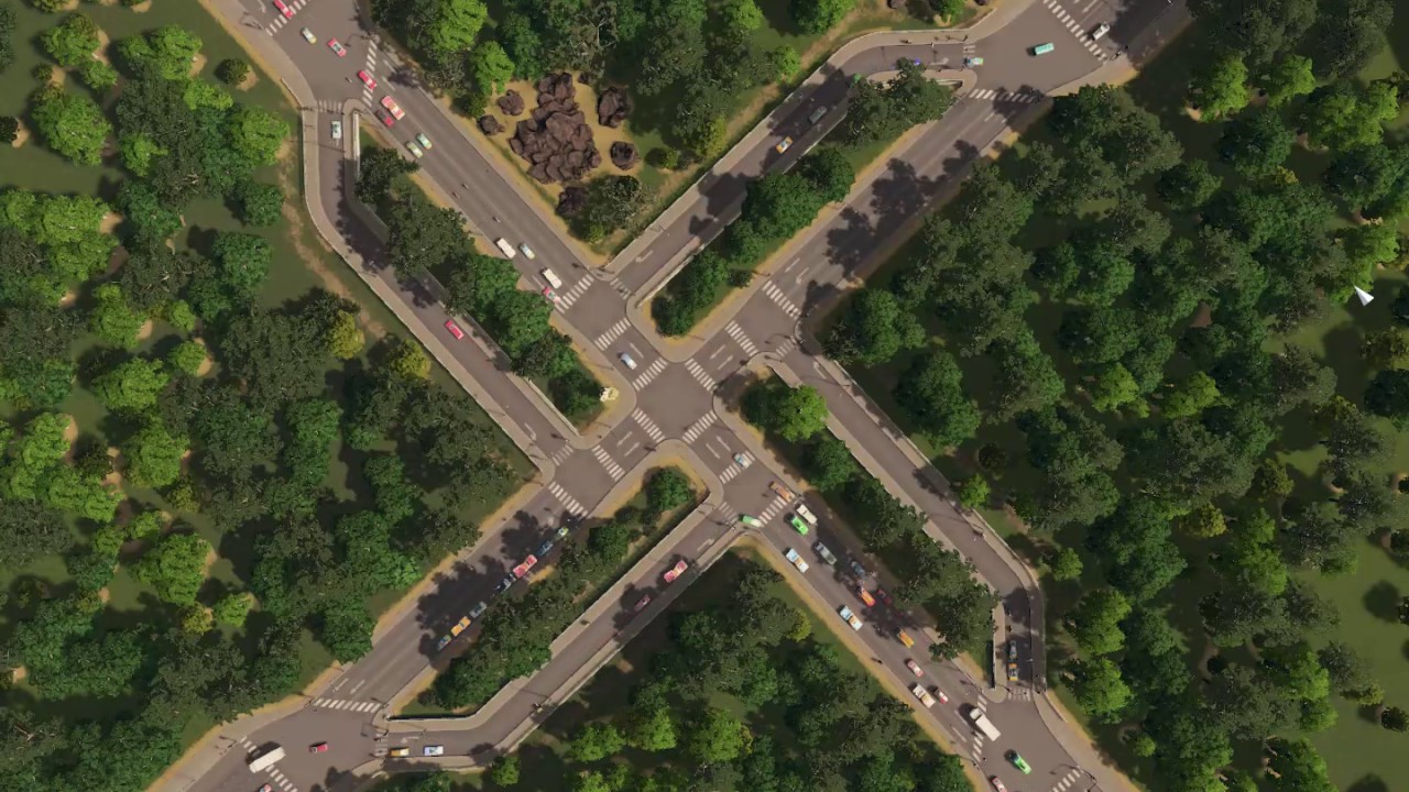 A Parallel Flow Intersection in Cities Skylines - YouTube