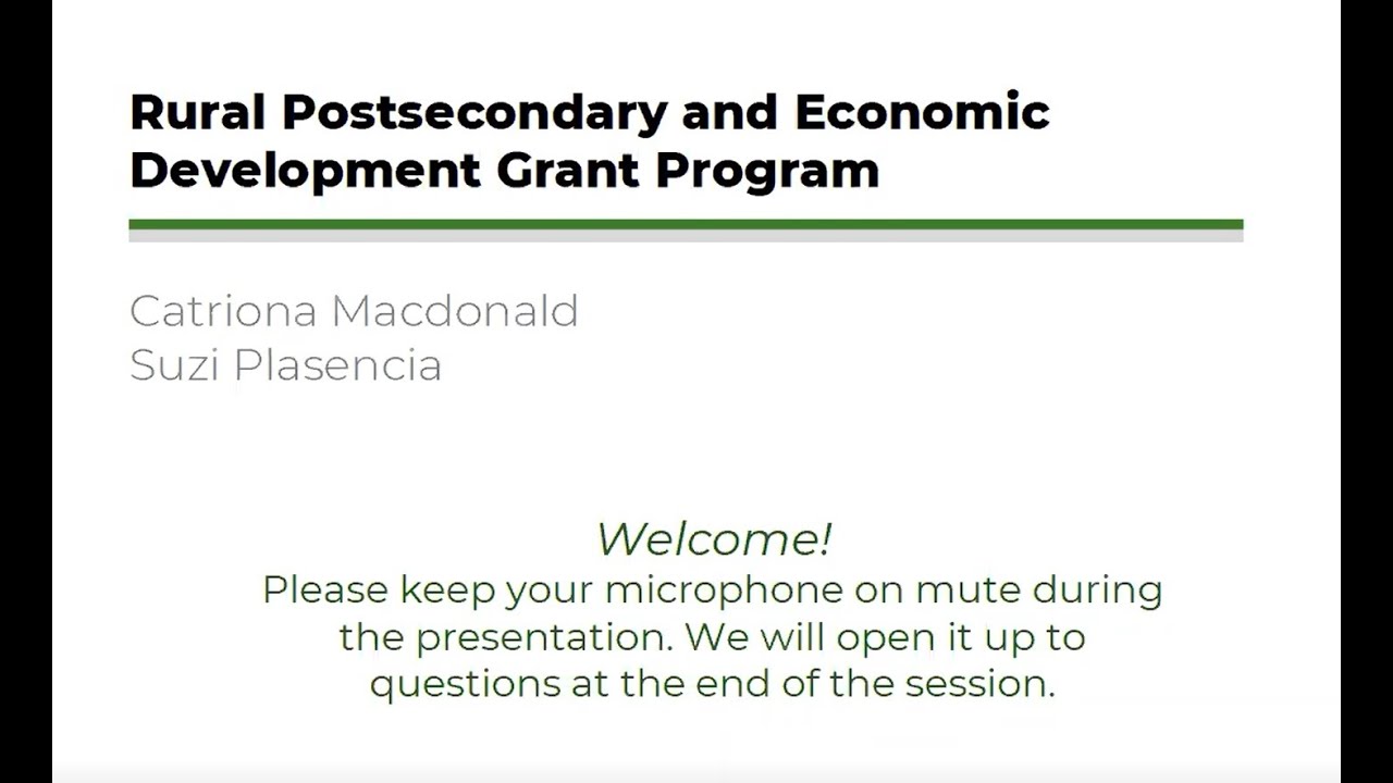 Rural Postsecondary And Economic Development Grant Program Youtube 7502