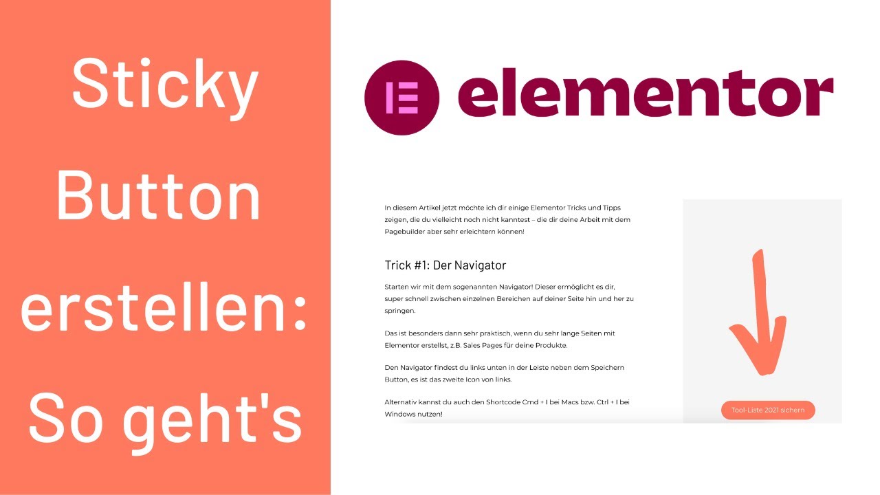 Elementor Tutorial: Sticky Button mit Popup verknüpfen - YouTube