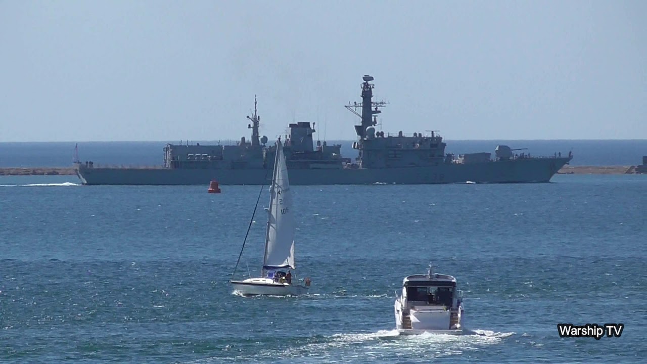 HMS NORTHUMBERLAND F238 HEADS OUT TO SEA IN PLYMOUTH SOUND 1st June ...