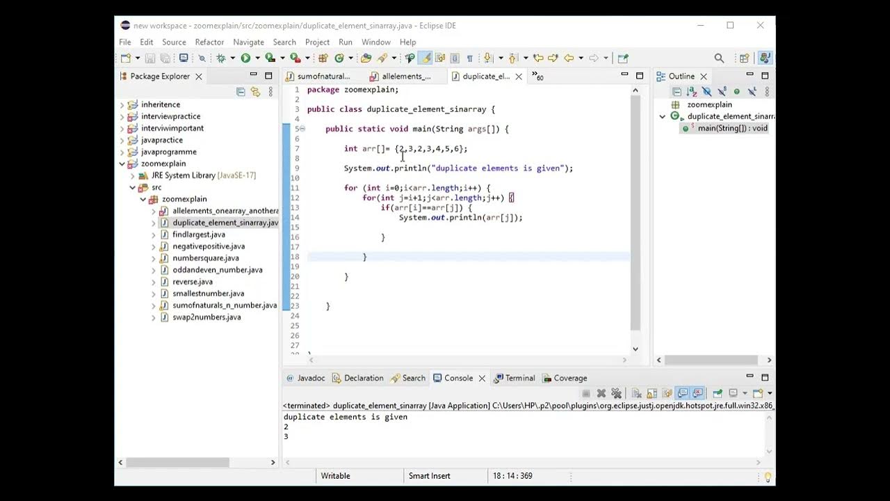 Finding Duplicate Element in Array Approach 1 Presented by Priya - YouTube