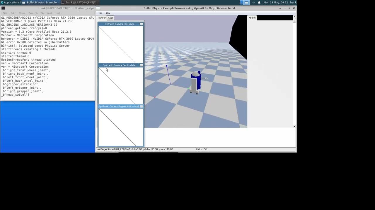 A pybullet demo without closing rending during building the robot - YouTube