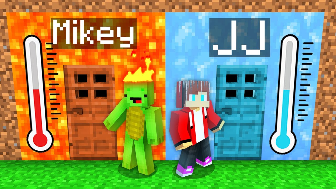 Mikey FIRE vs JJ ICE DOOR Survival Battle in Minecraft Maizen - YouTube