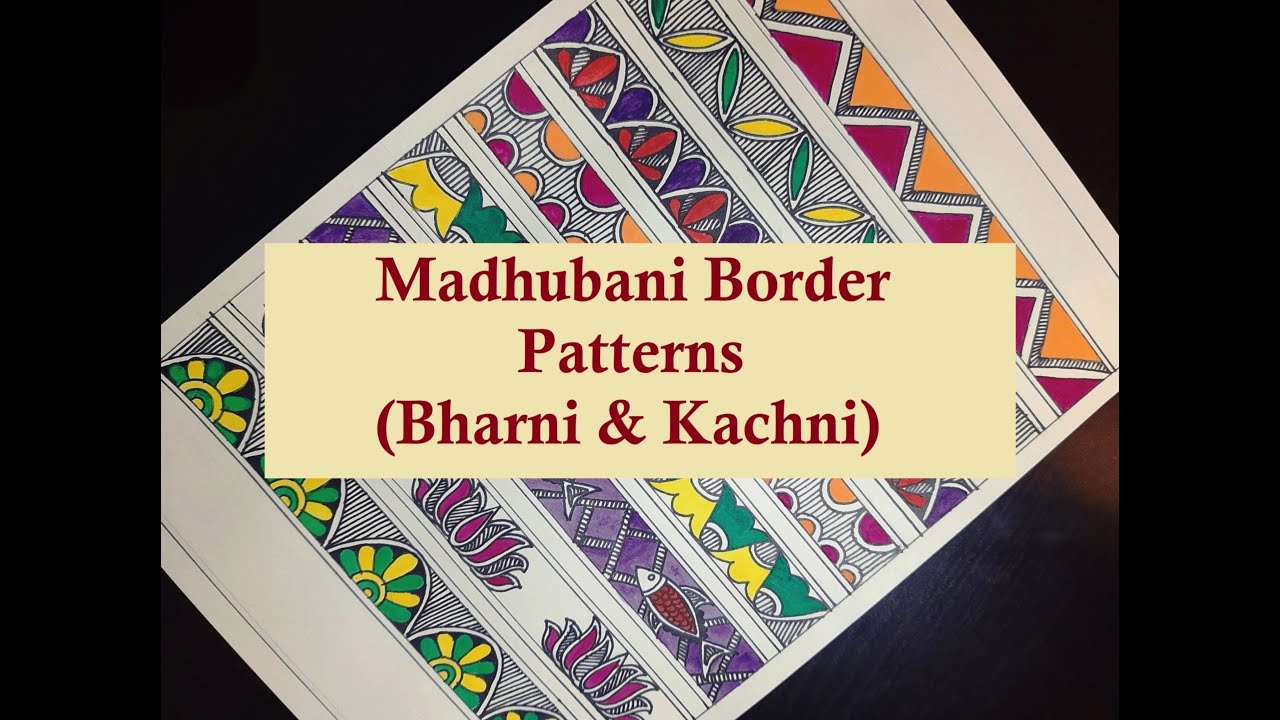 How to draw Madhubani Border Designs | Bharni & Kachni style for ...