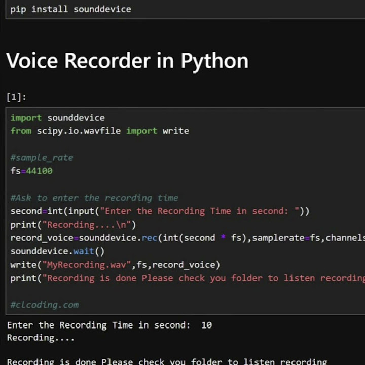 Voice Recorder In Python Coding Artificialintelligence Python Youtube