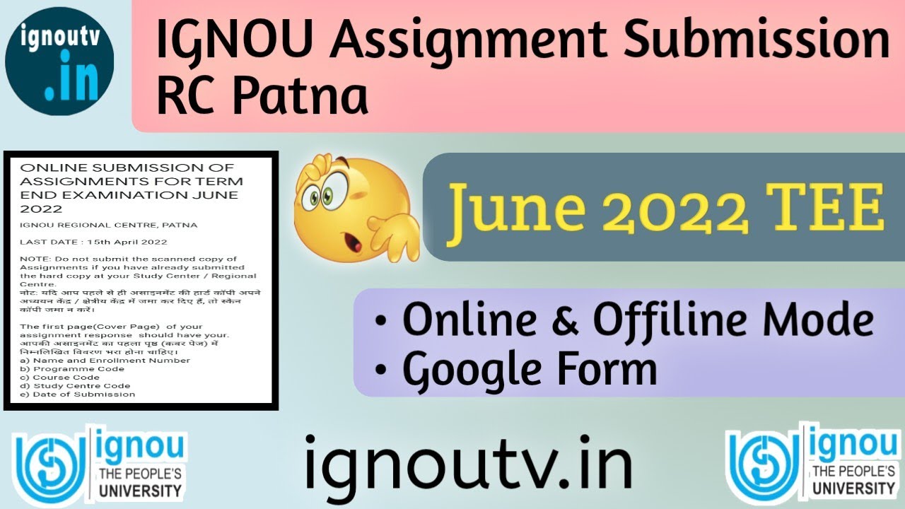 IGNOU RC Patna Online Assignment Submission guidelines/ links for June ...