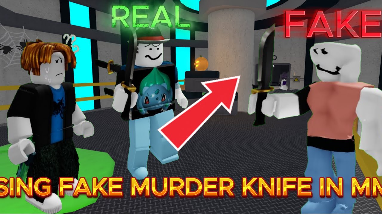 Trolling with fake knife in murder mystery 2 - YouTube