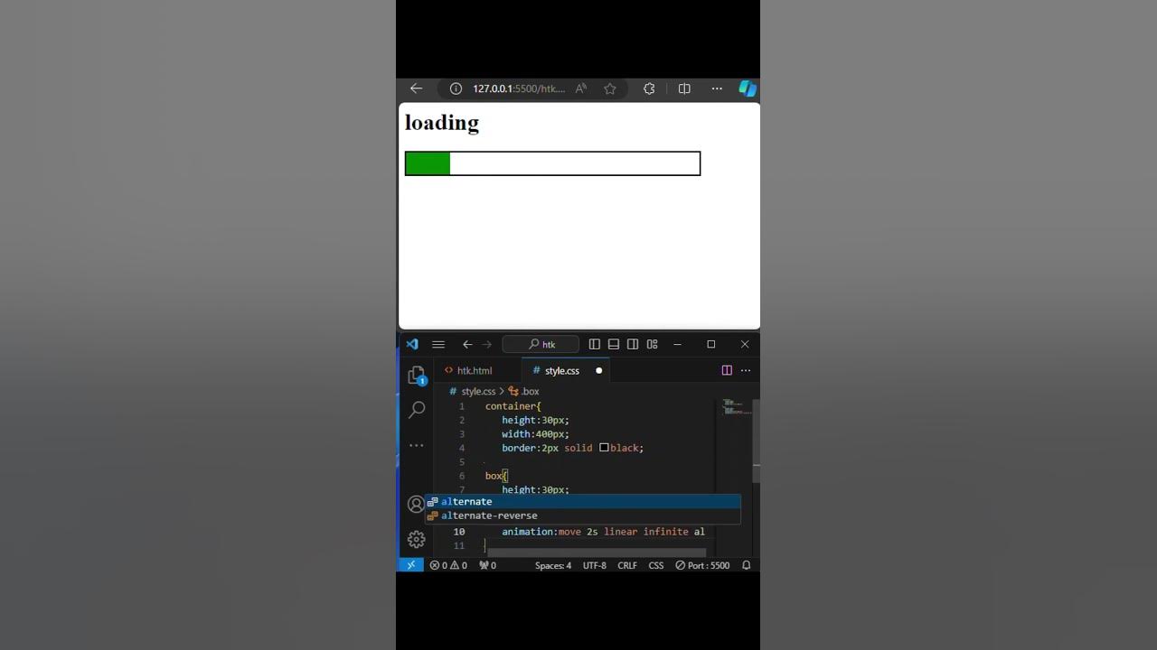Bar Loading Animation In Html Python Pythontricks Html Coding Css Youtube
