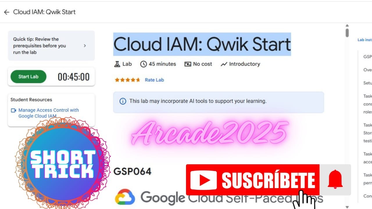 Cloud IAM -Qwik Start 2025 April trivia week 1 #shorts #viralvideo #arcade #google #swags - YouTube
