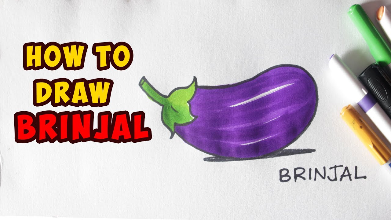 how to draw a brinjal step by step | simple drawing | easydrawing ...