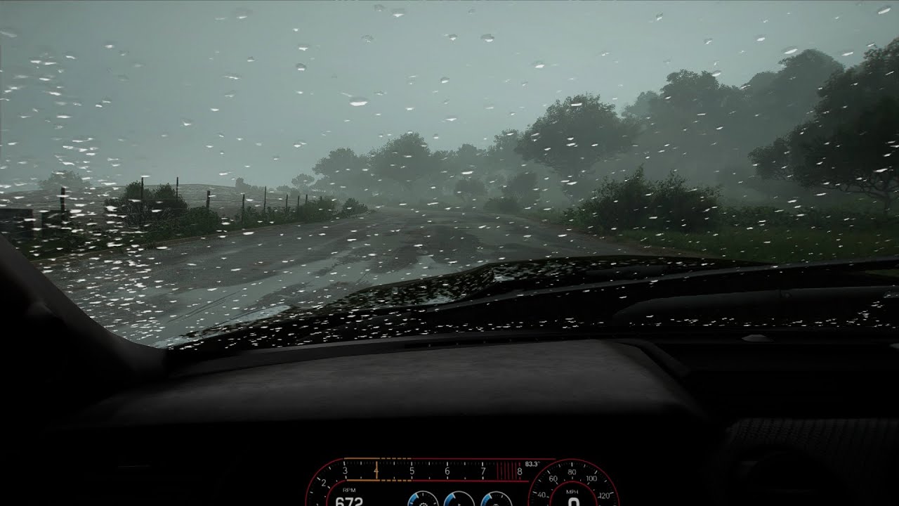 Heavy Rainstorm Inside a Still Car with Light Thunder for Sleep and ...