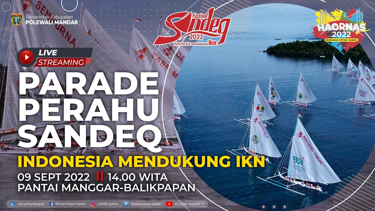 PARADE PERAHU SANDEQ, INDONESIA MENDUKUNG IKN - PANTAI MANGGAR KOTA ...
