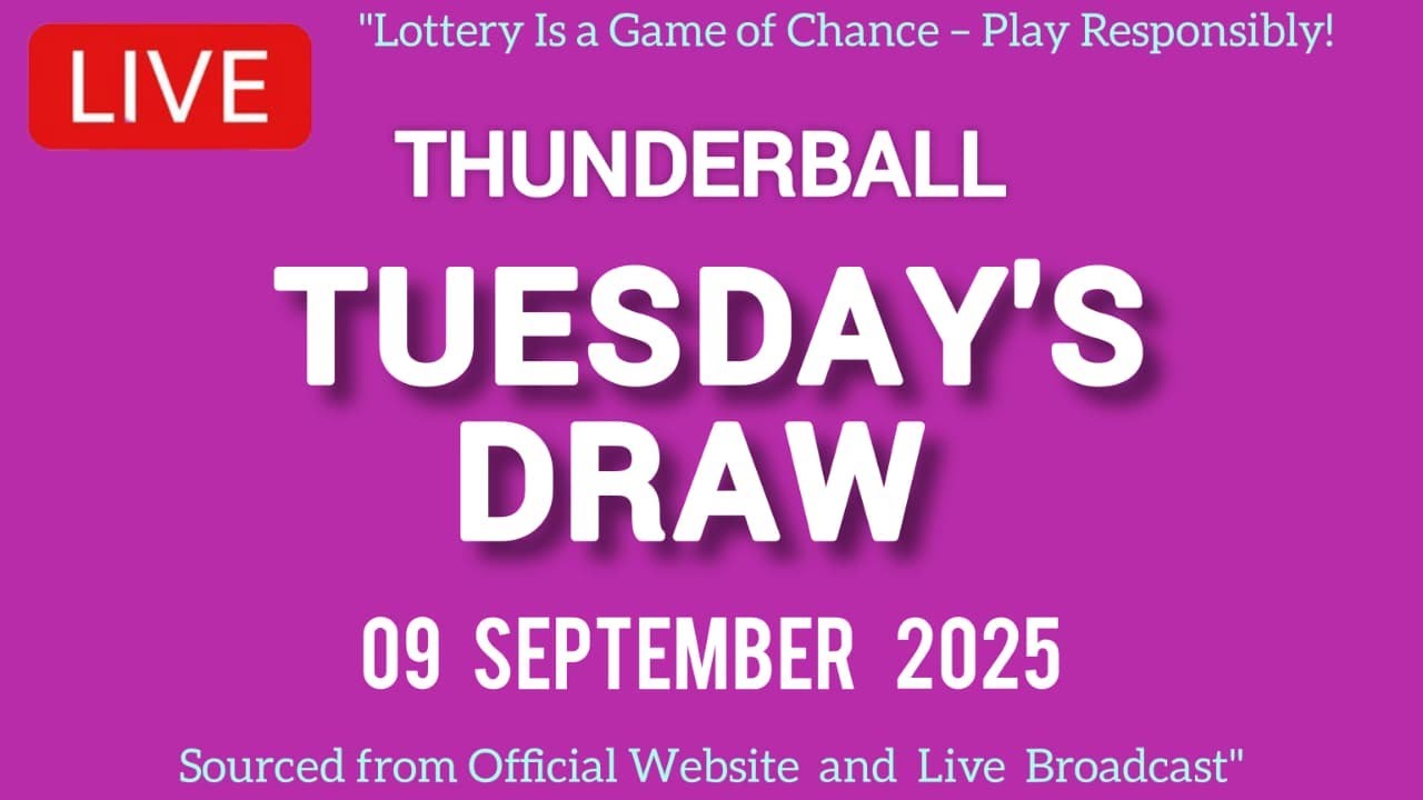 National Lottery Thunderball draw live tonight results from Tuesday 09 ...