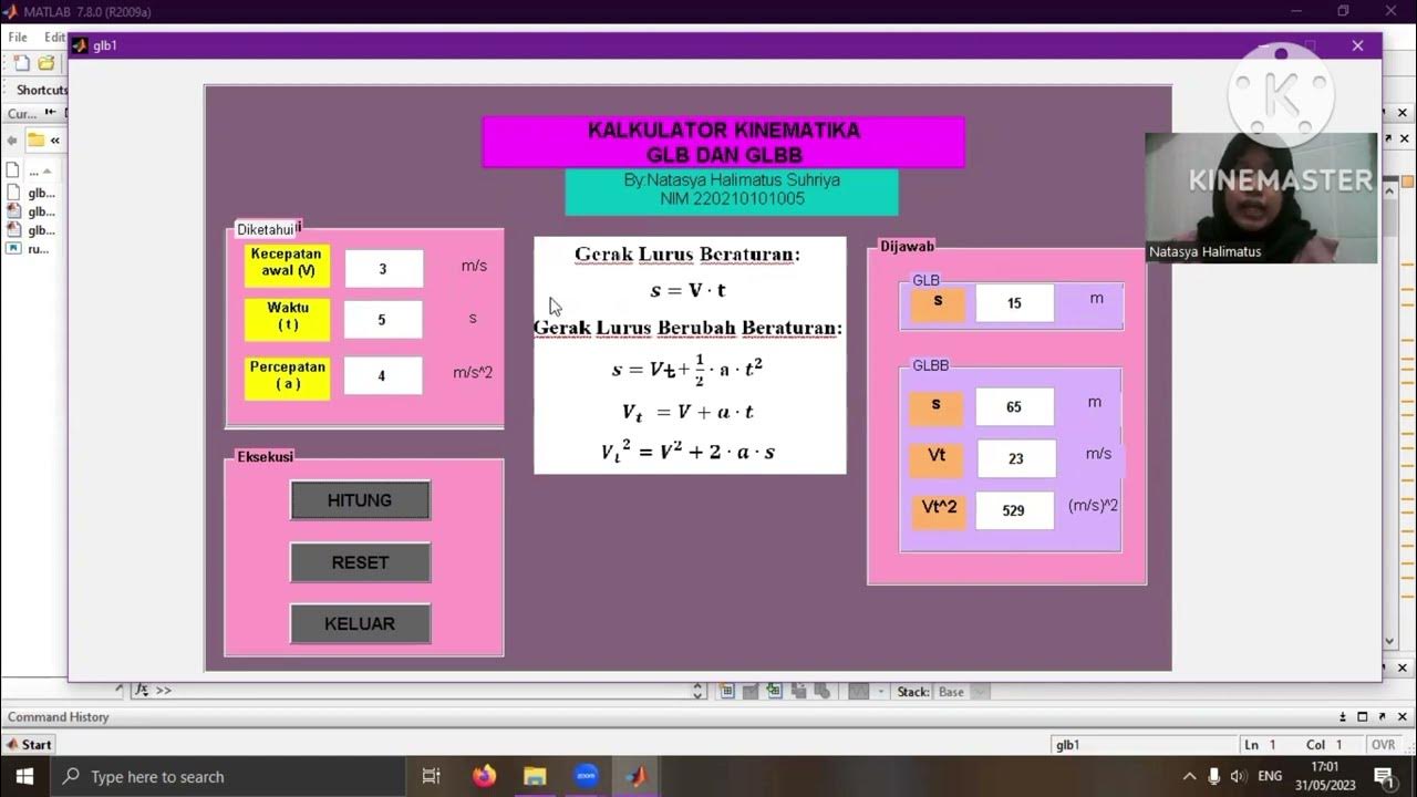 Gui Matlab "Kalkulator Kinematika GLB dan GLBB" - YouTube