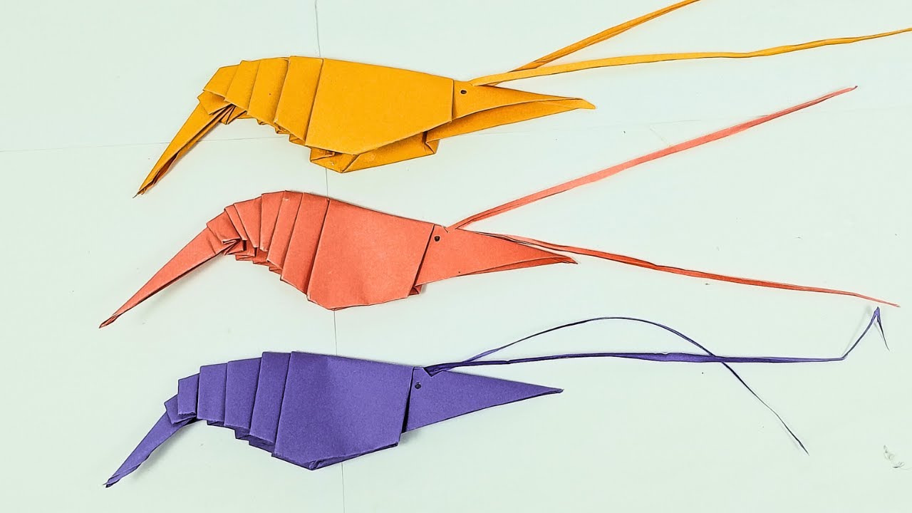 Haw to make origami paper shrimp ।। paper shrimp ।। origami paper ...