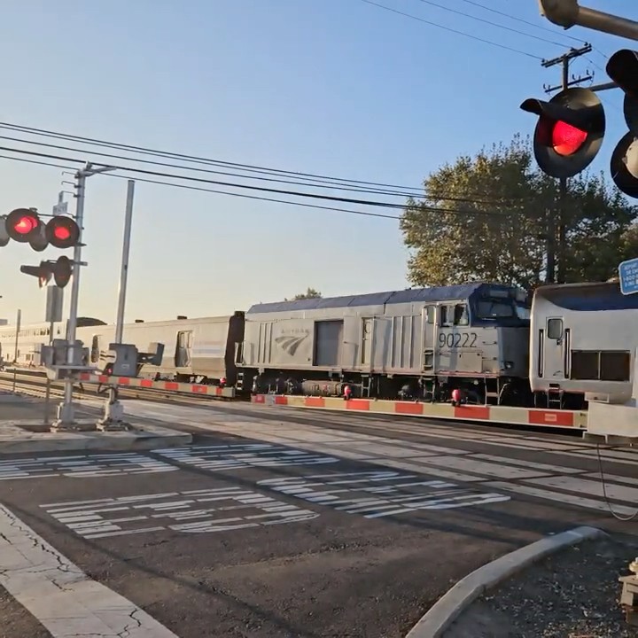 Amtrak 90222 trails on a Southwest Chief at Acacia Ave! - YouTube