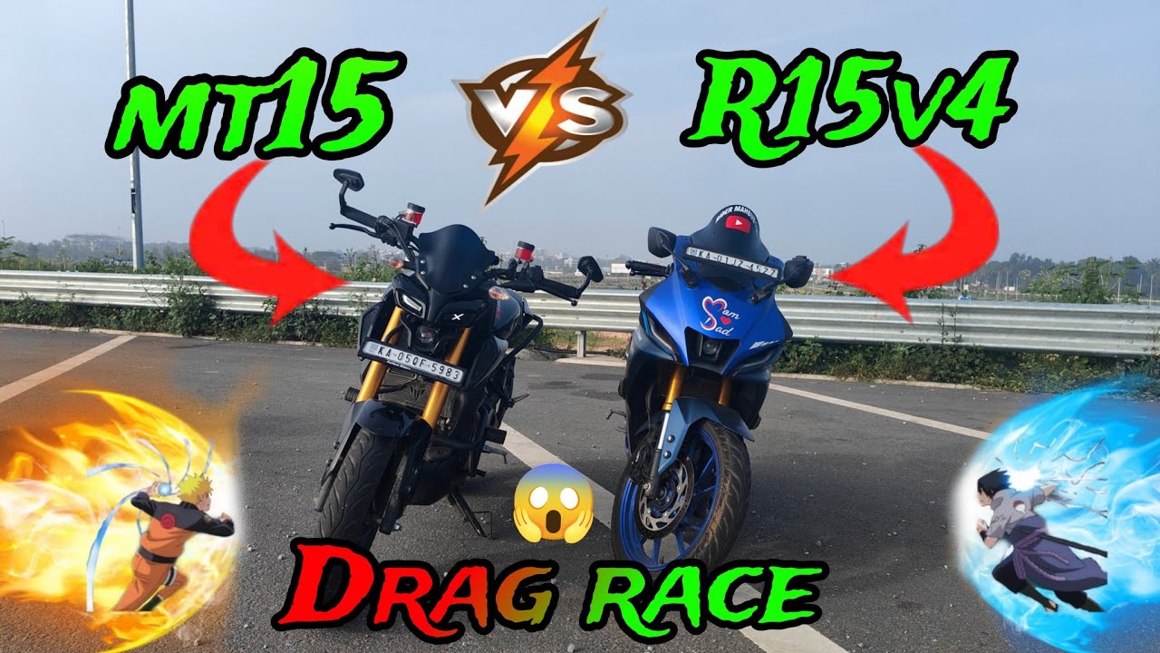 Yamaha MT-15 V2 vs Yamaha R15 V4 sports| Vs naked | Top End Race 🚀 ...