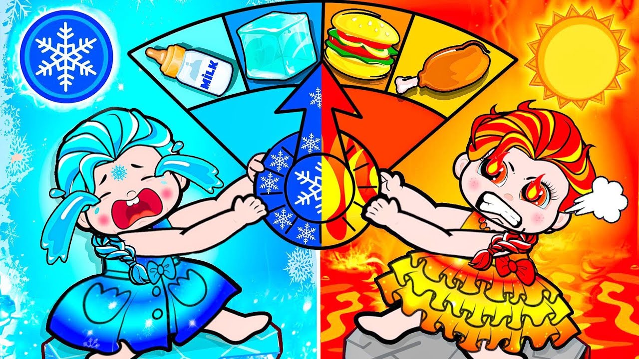 DIY Paper Dolls | FIRE Elsa vs. ICE Elsa in the FOOD BATTLE! 🔥 ️ ...