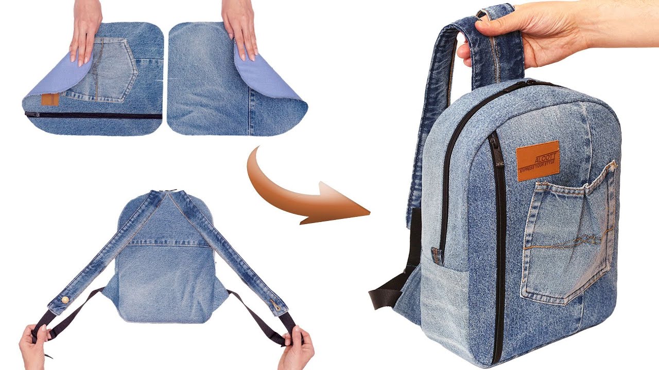 Amazing project - how to sew a stylish backpack from old jeans easily ...