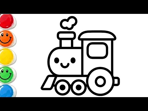 How to Draw & Color a Cute Train | Easy Art for Kids | Cute Choo-Choo Express