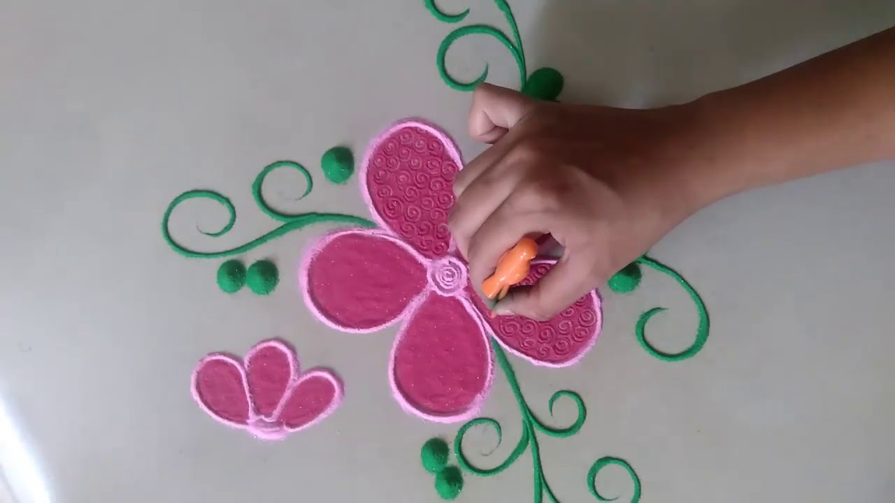 Very Simple and Easy Quick Rangoli Design for everyday || Daily Rangoli ...