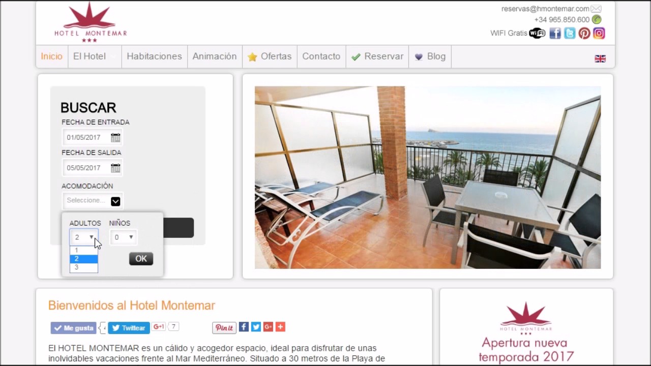 Reservas online - web Hotel Montemar - hmontemar.com - YouTube