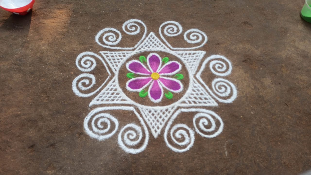 Simple beautiful star rangoli daily use | beginners rangoli design ...