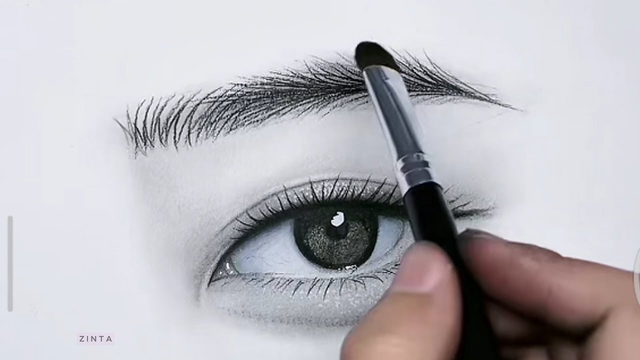 How to draw eyes and eyebrows with pencil - Realistic Drawing Easy Step ...