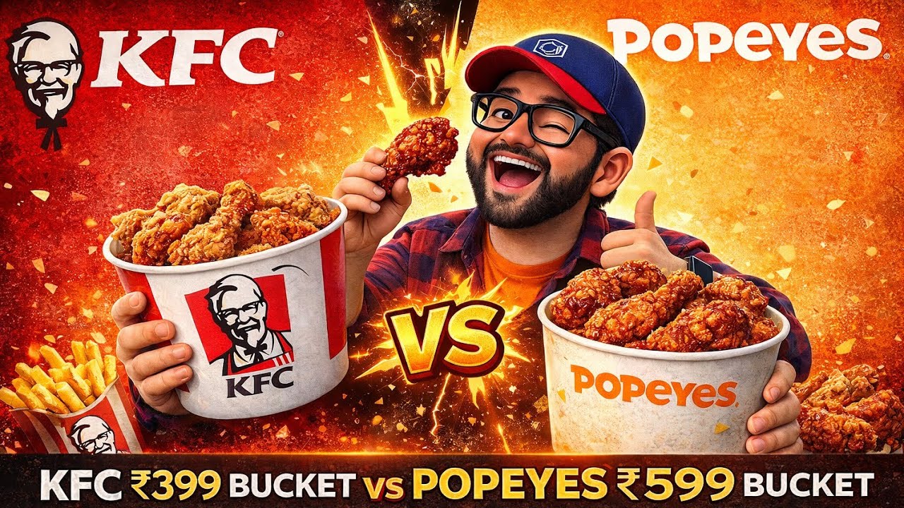 KFC ₹399 BUCKET VS POPEYES ₹599 24PCS 6 FLAVOUR CHICKEN | BEST ...