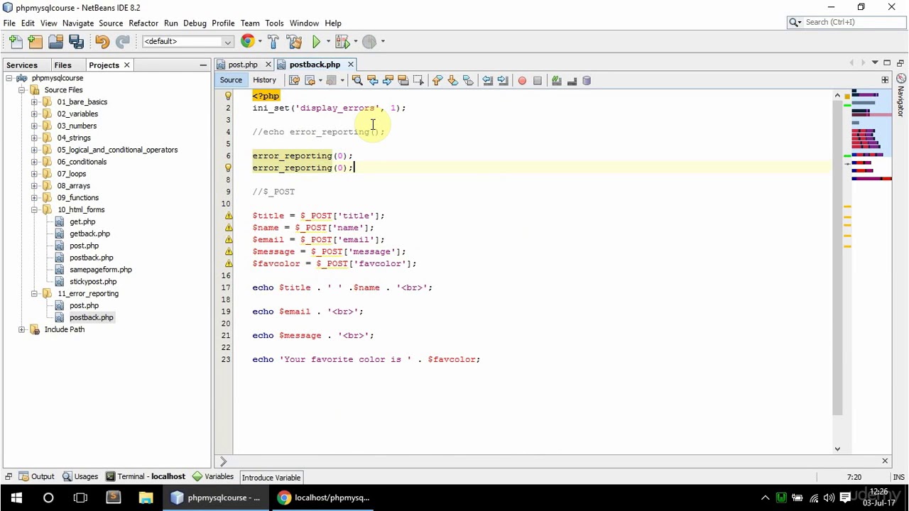 23 error reporting - PHP and MySQL beginner to developer - YouTube