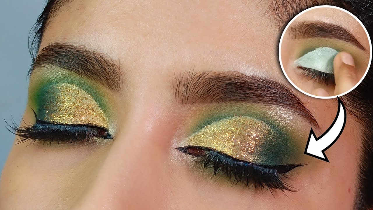 Easy Green Cut Crease Eye Makeup | Cut Crease Step By Step - YouTube
